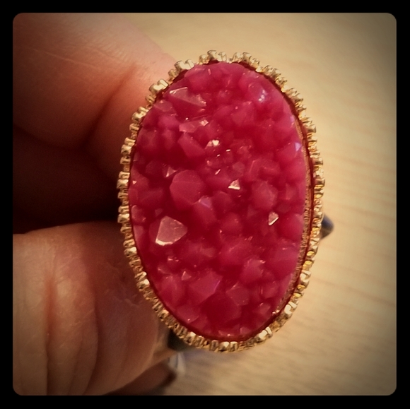 Jewelry | Cranberry Red Druzy Ring | Poshmark